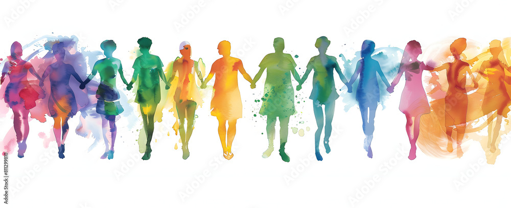People of all colors walking together, inclusive business mindset ...
