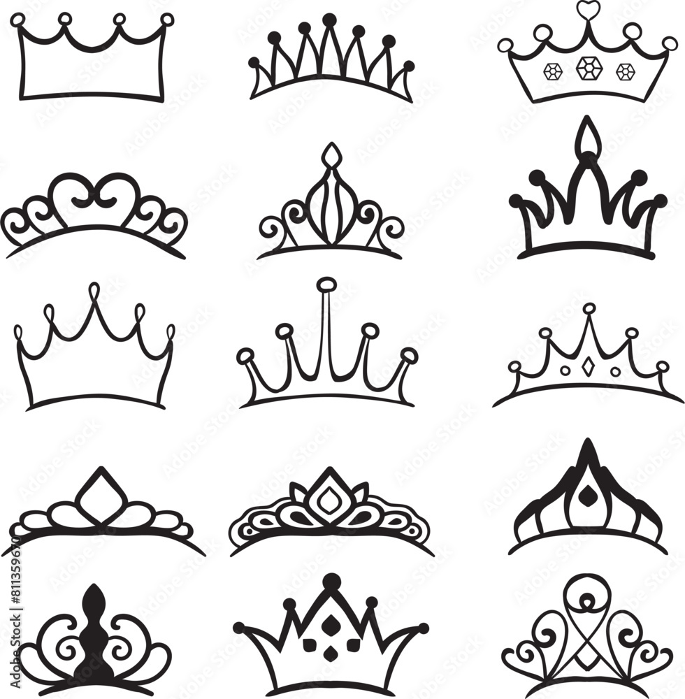 Image vectorielle Stock Princess Crown Bundle SVG, Crown Png, Crown ...