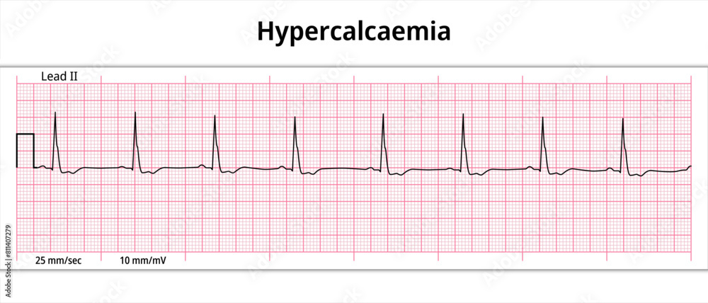 Стоковий вектор ECG Hypercalcaemia - Hypercalcemia - 8 Second ECG Paper ...