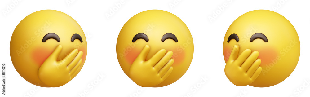 Face with hand over mouth three-dimensional emoji. Blushing giggling ...