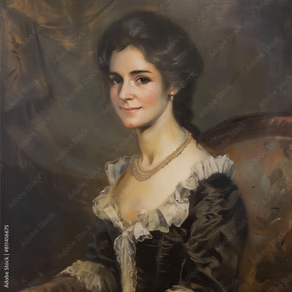 Oil Portrait of Eliza Schuyler Hamilton in the traditional pose of ...