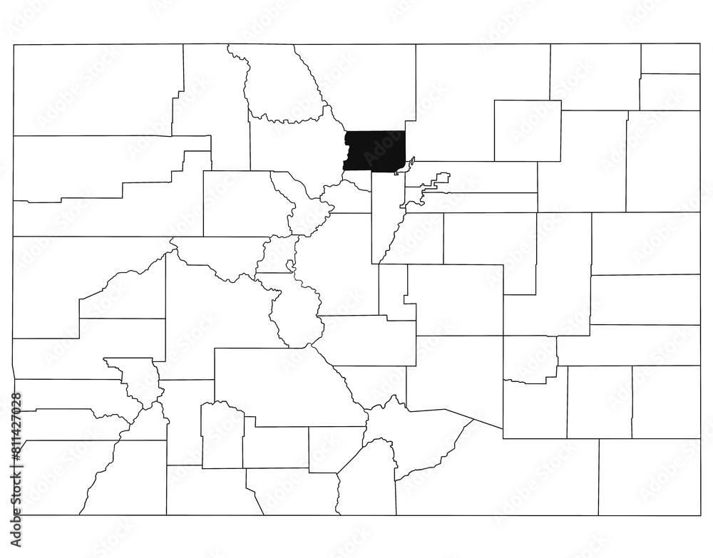 Map of boulder County in Colorado state on white background. single ...