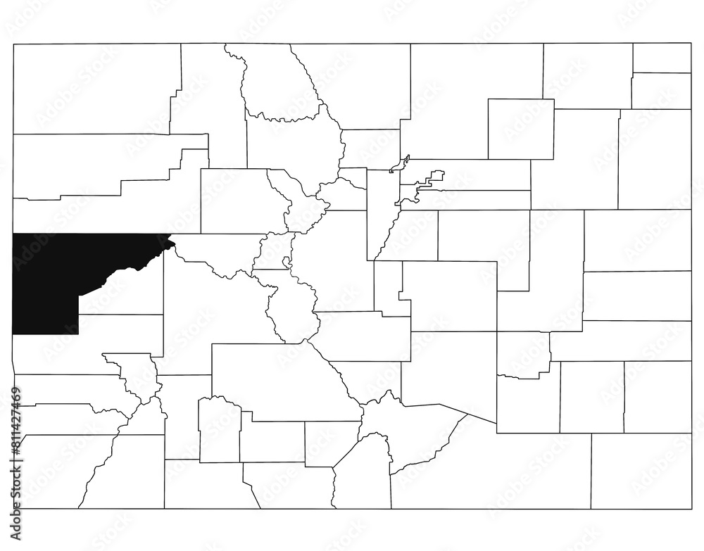 Map of mesa County in Colorado state on white background. single County ...