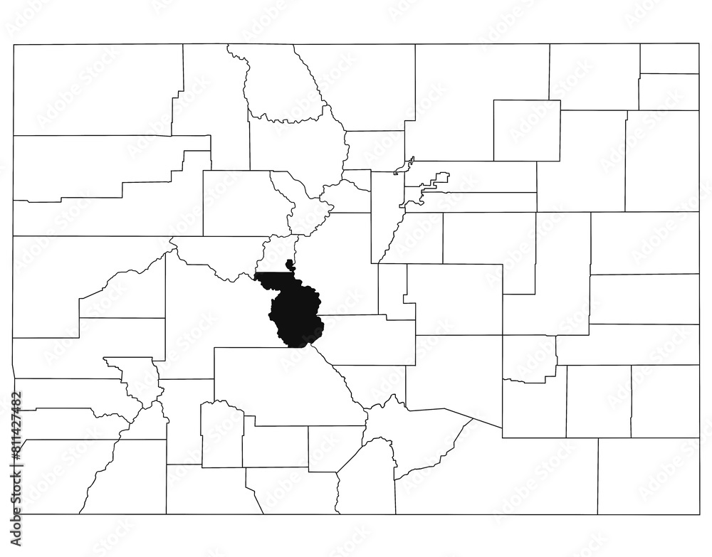Map of chaffee County in Colorado state on white background. single ...
