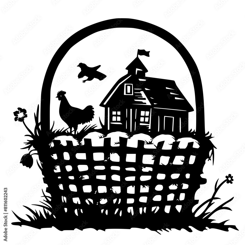 farm silhouette, farm scene, Farm Scene dxf, Farm Scene png, Farm Scene ...