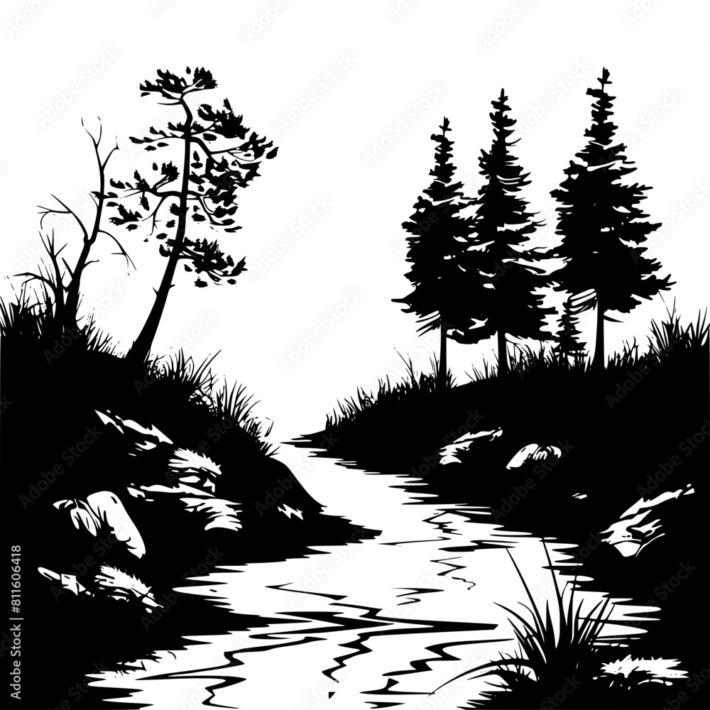 Image vectorielle Stock River Scene png, River Scene vector, River ...