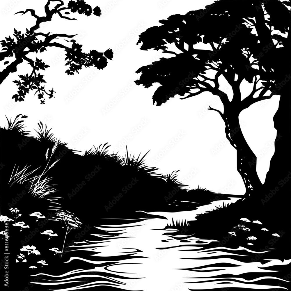 Стоковое векторное изображение «River Scene png, River Scene vector ...