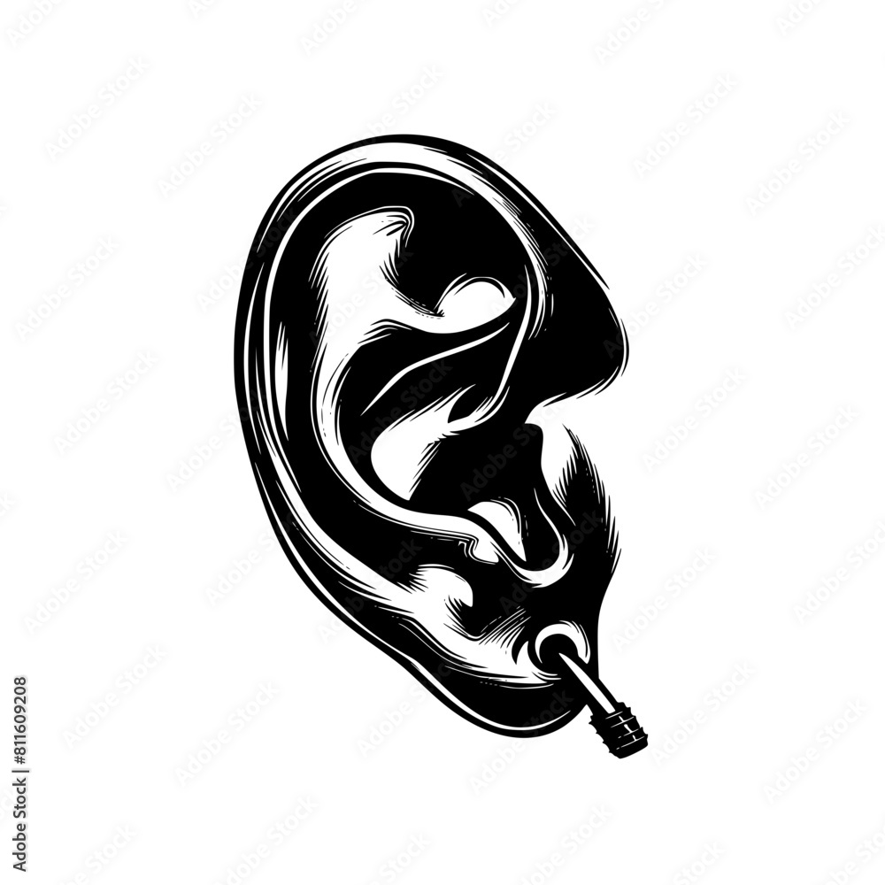 ear silhouette, ear svg, ear png, ear vector, hair, woman, face ...