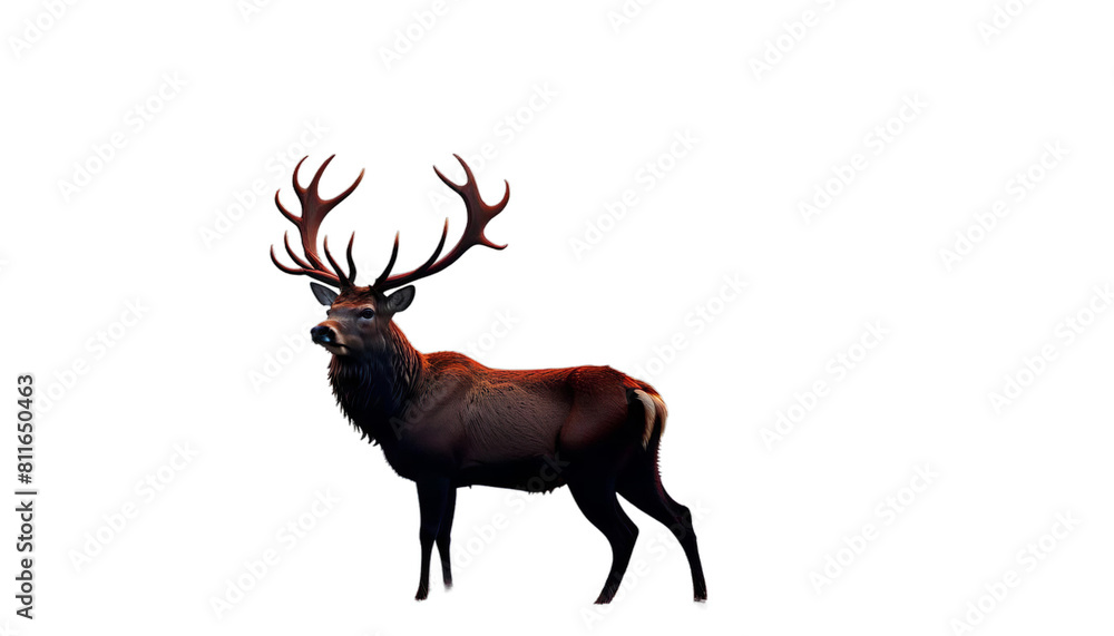 mist silhouette red deer stag cervid morning nature animal antler ...