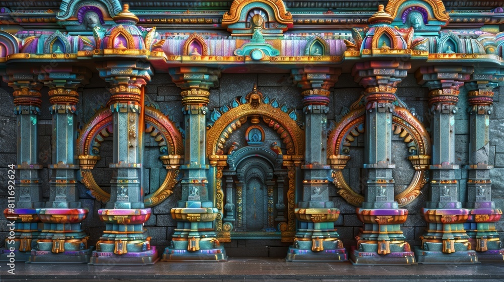 south indian hindu temple wall with arch Stock Photo | Adobe Stock