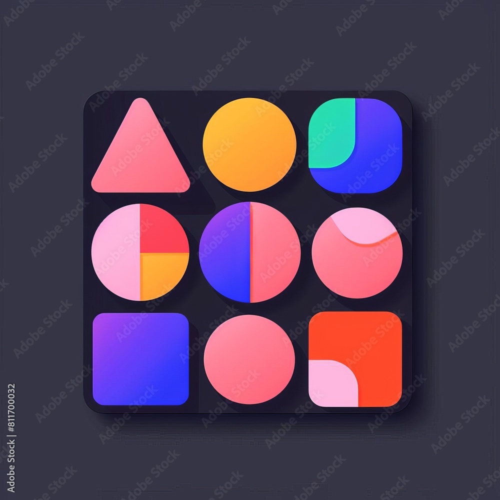 Shape recognition app flat design top view cognitive development theme ...