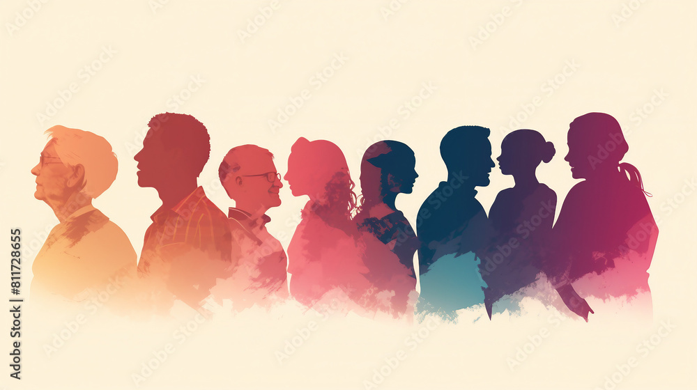 Diverse Human Society Silhouette Profiles - Global People of Different ...