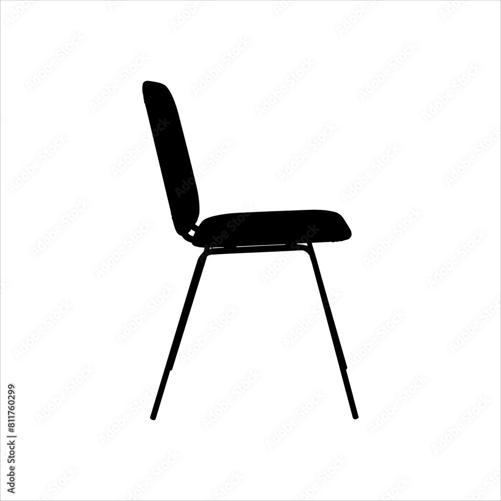 Chair side view silhouette isolated on white background. Chair icon ...