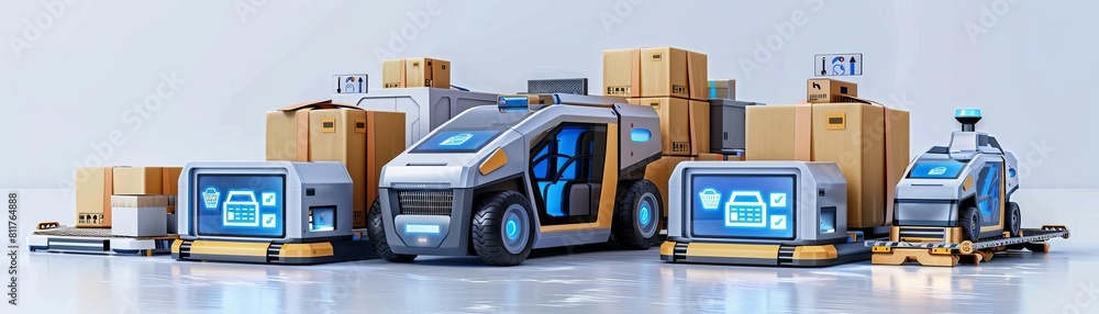 Future Technology 3D Concept Automated Retail Warehouse AGV Robots with ...