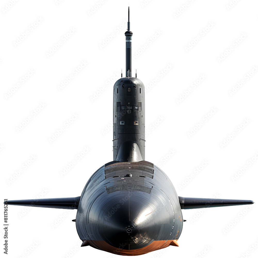 Modern Nuclear Submarine Front View with Periscope and Torpedo Tubes ...