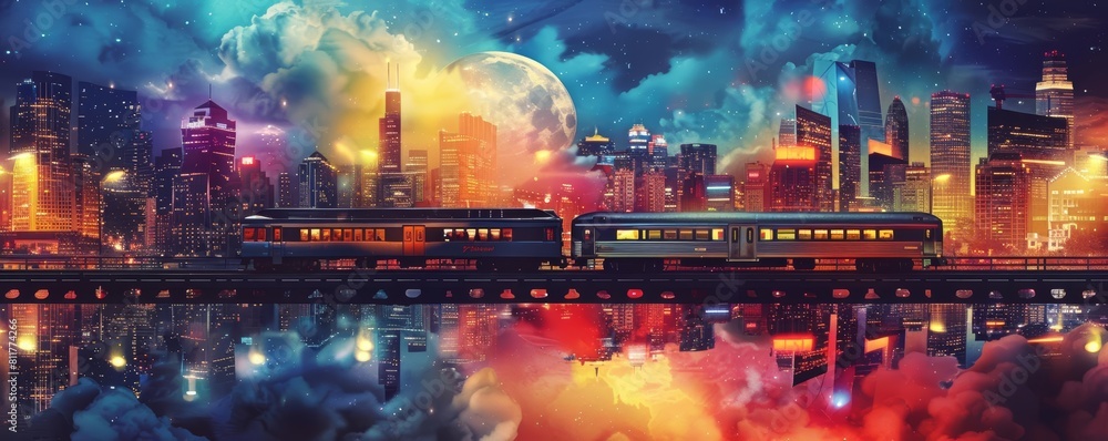 Integrated transport systems flat design top view mobility theme water ...