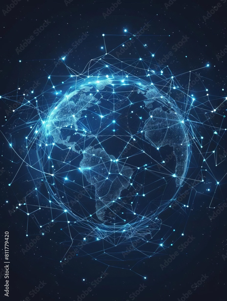 Vector Map of the planet World map Global social network Future Blue ...