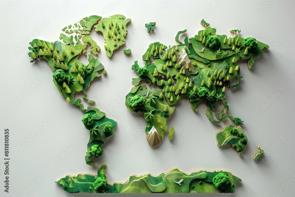 05 June, World Environment day concept 3d design 3d World map with ...