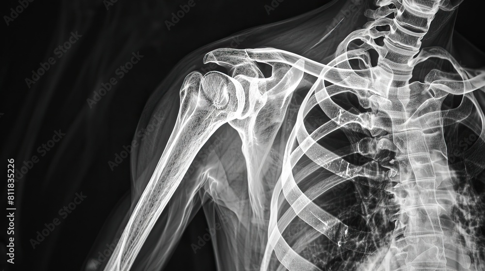 An Xray capturing the detailed structure of an athletes shoulder joint ...