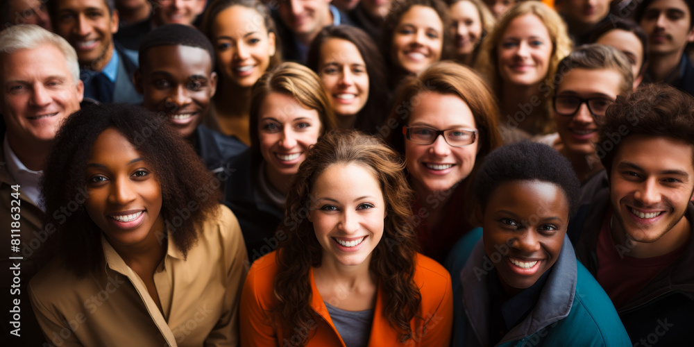 Diverse crowd smiling faces happy multiethnic group young people ...