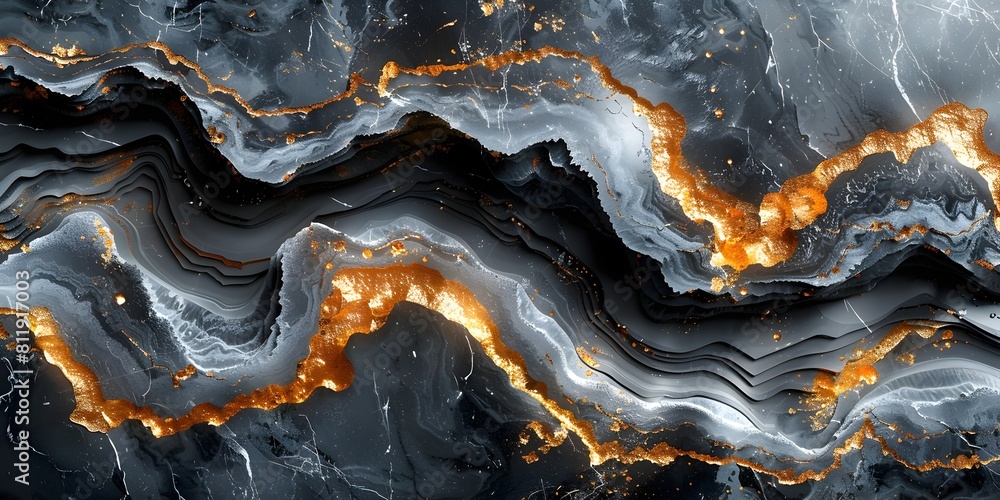 Mesmerizing Marble Surface with Golden Veins and Dynamic Fluid Patterns ...
