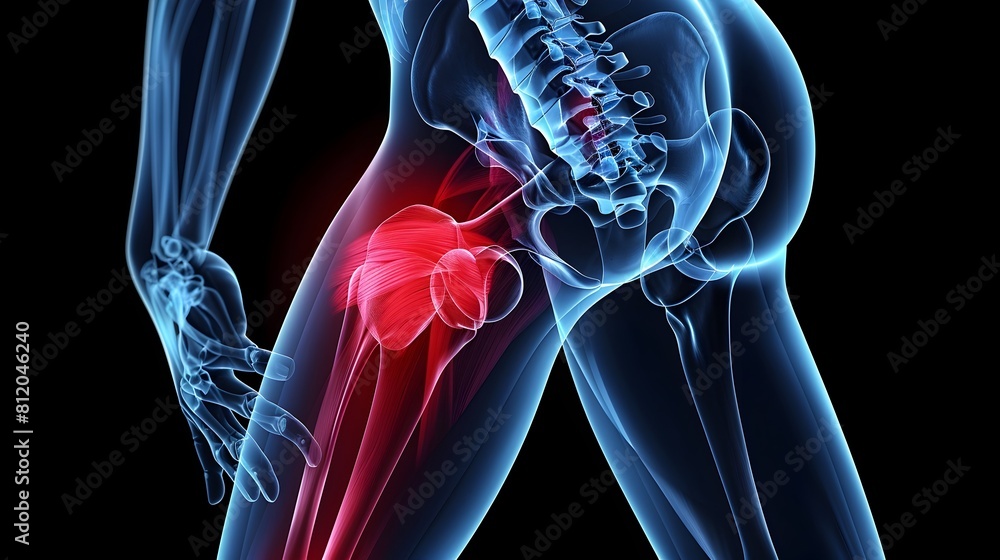 Digital 3D X ray Visualization of Lower Body with Highlighted Painful ...