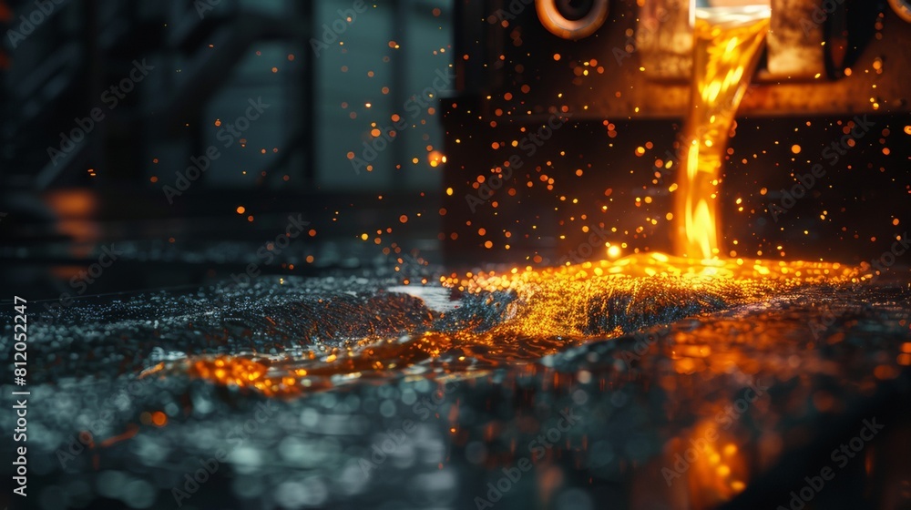 Metal smelting, liquid metal, liquid metal casting, high temperatures ...