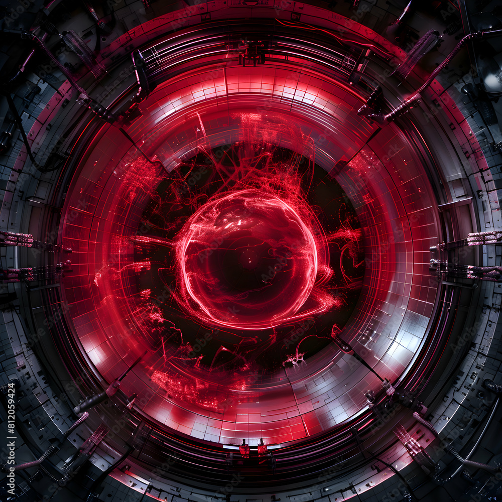 Tokamak Fusion Reactor Core - Futuristic Nuclear Plasma Energy Concept Stock Illustration ...