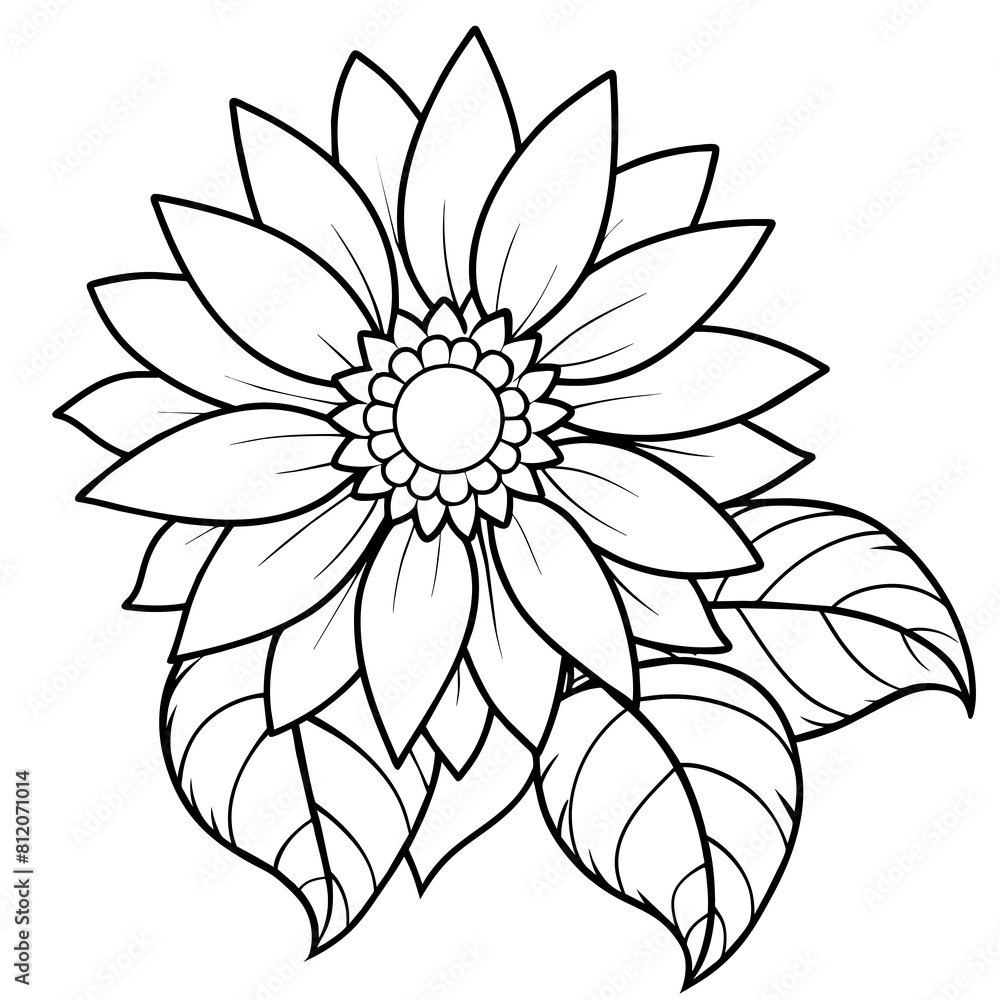 Sunflower outline coloring book page line art drawing vector ...