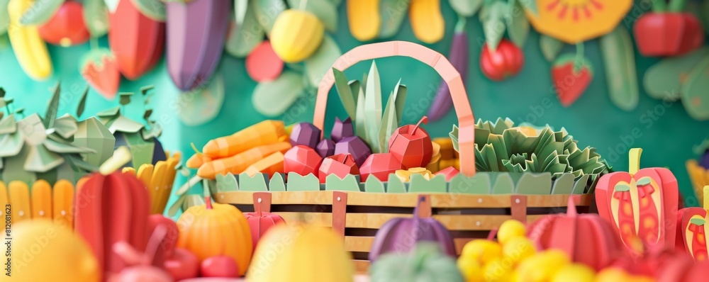 A summer market stall recreated with paper cutouts colorful paper ...