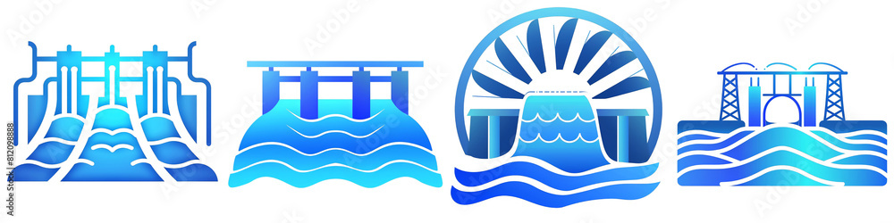Hydropower clipart collection, symbol, logos, icons isolated on ...