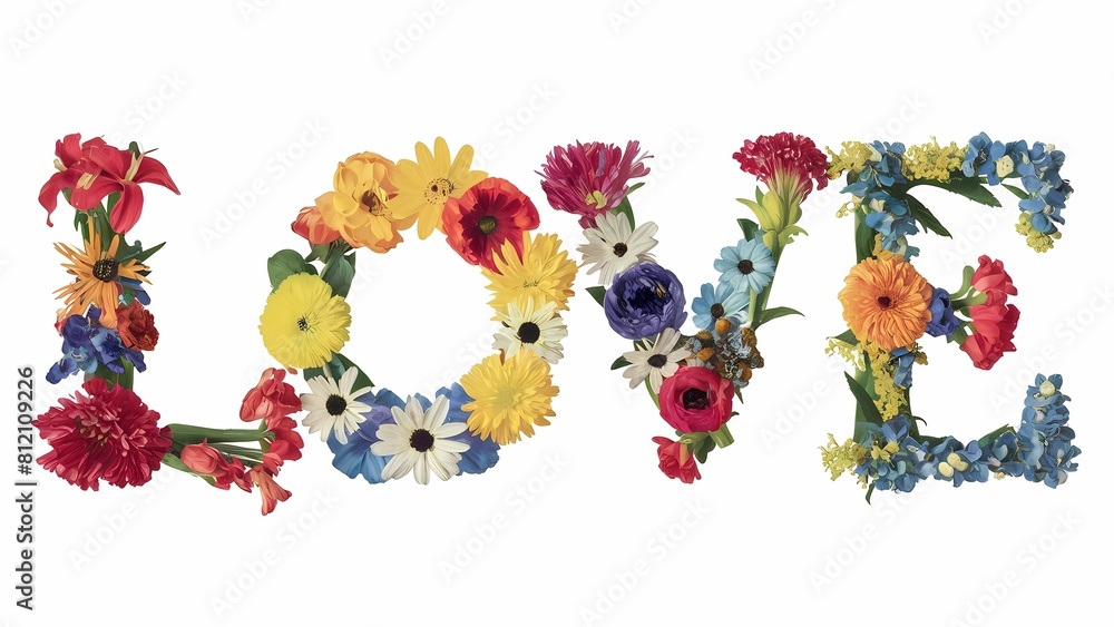 Expresión de Amor: Un arreglo floral vibrante sobre un fondo blanco ...