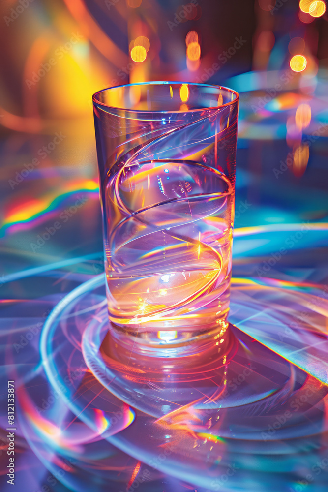 Visualization of an optical lens bending light beams, showing the ...