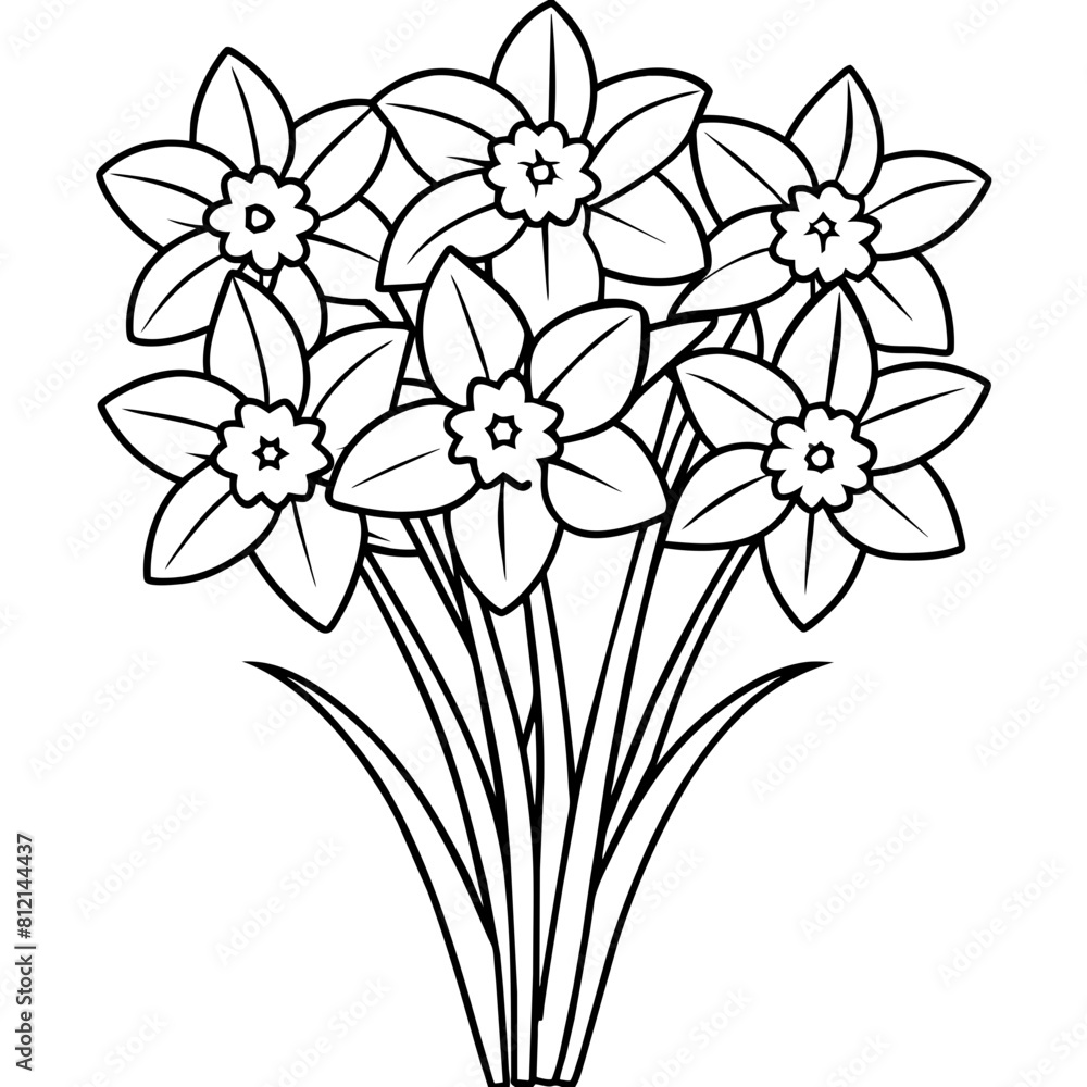 Daffodil flower outline coloring book page line art drawing vector ...