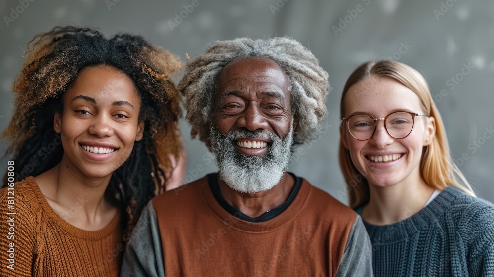 Smiling and Diverse Group of People Poses for Camera Portraits, Multi ...