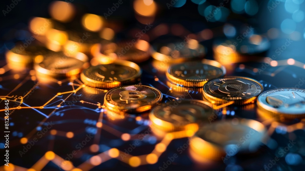 Stock funding or money saving graph with coins. Background for business ...