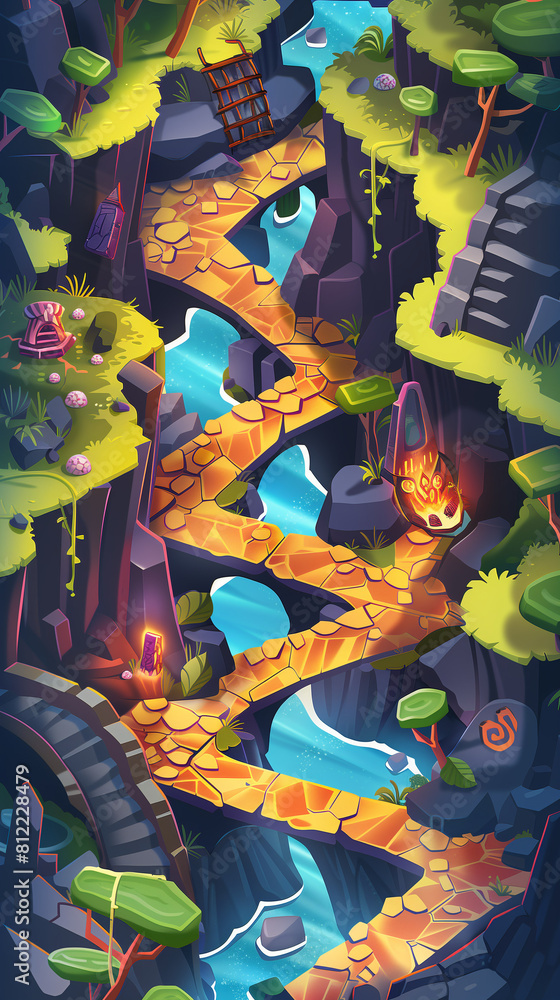 map level progression mobile game art Stock Illustration | Adobe Stock