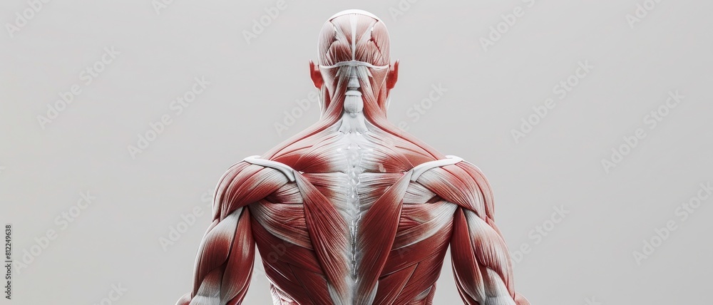 3D realistic illustration of the neck muscular system on a white ...
