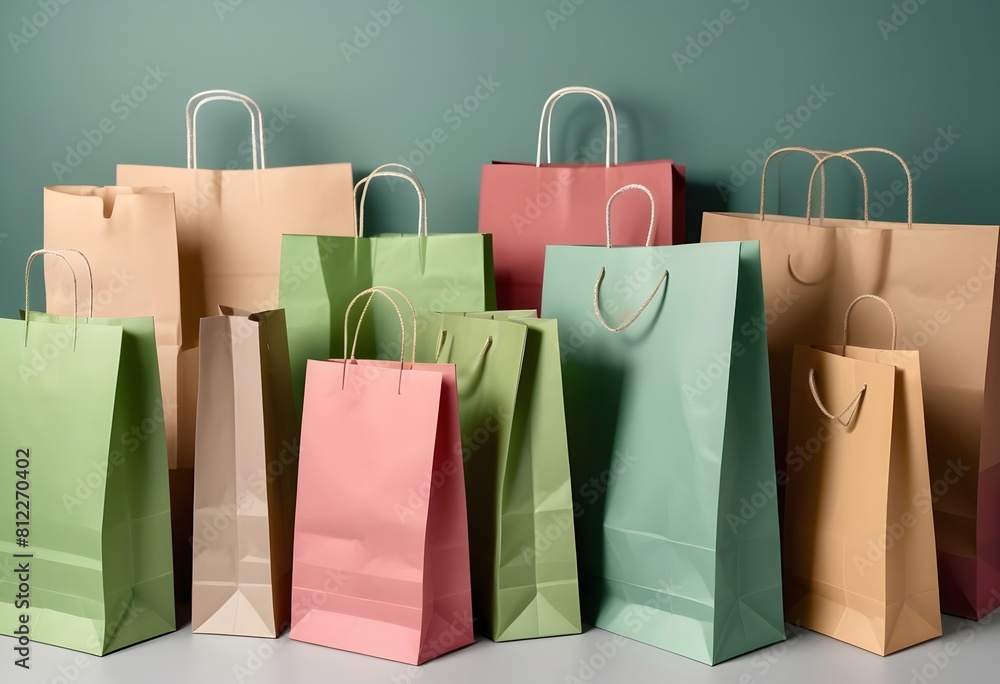 paper bag day with a lot of paper bags with different colours and ...