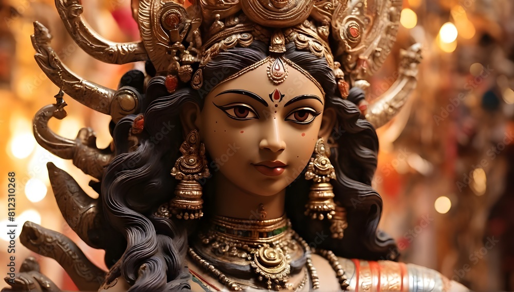 Goddess Durga with traditional look in close up view. Durga Puja Idol ...