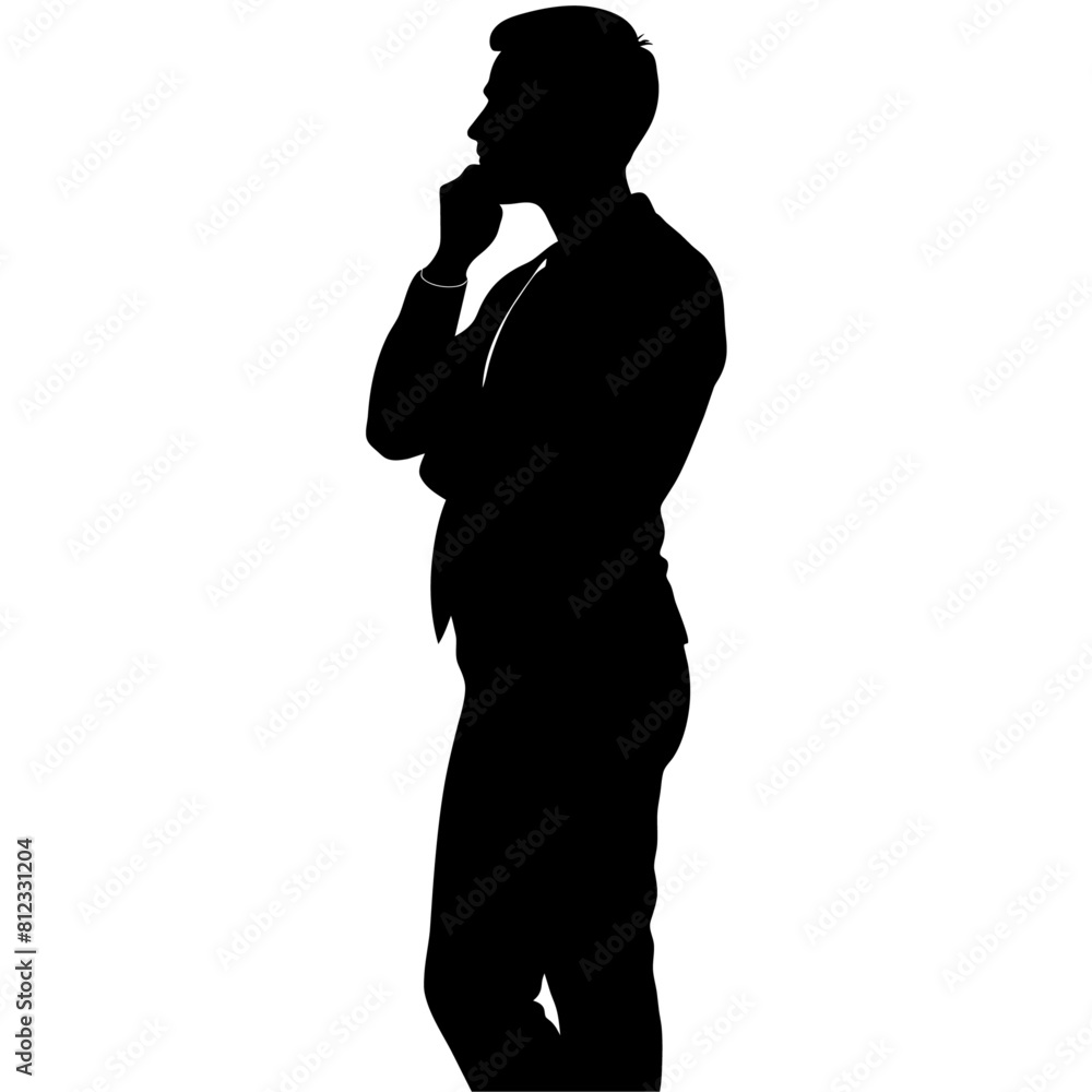 A man look up vector silhouette black colour illustration isolated ...