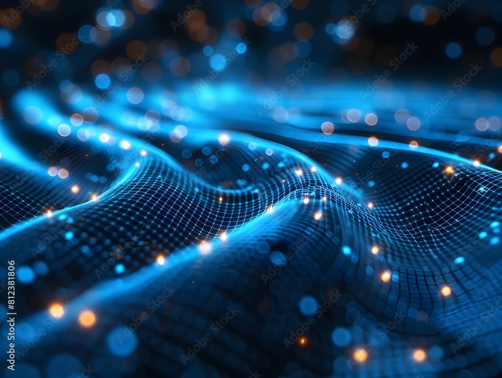 Futuristic Electronic Network with Bright Fiber Optic Lines ...