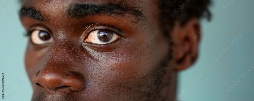 A close up of a Black mans face with vitiligo, capturing his unique ...