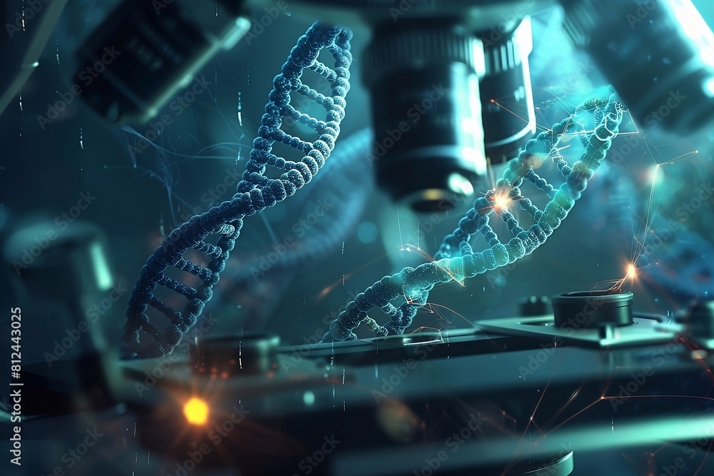 CRISPR-Cas9 gene editing technology in action, illustrating the ...