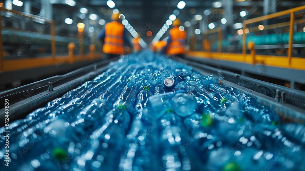 Industrial Recycling Process: Conveyor Belt System in a Plastic Bottle ...