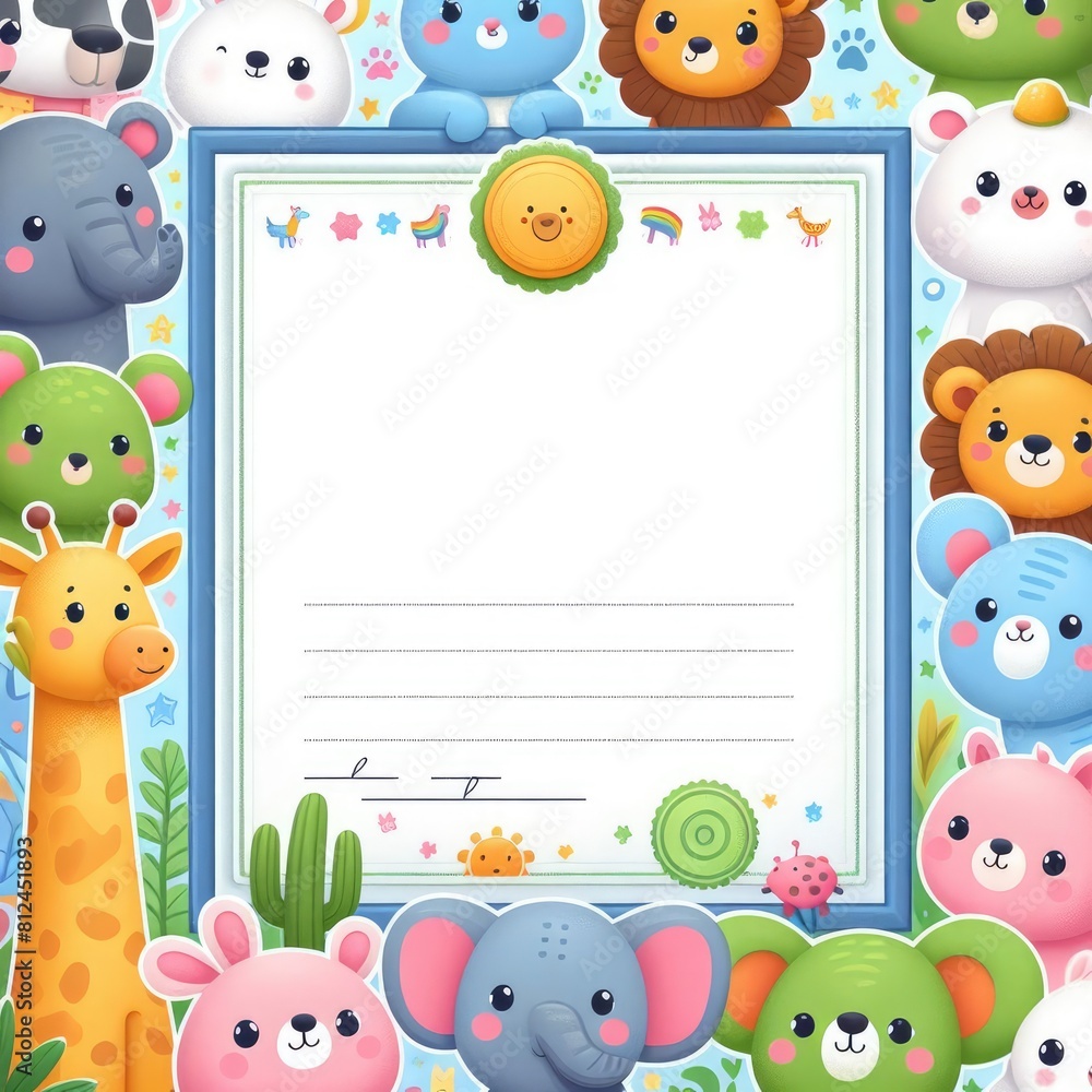 Zoo Animals Themed Certificate Design: Creativity with Wild Creatures ...