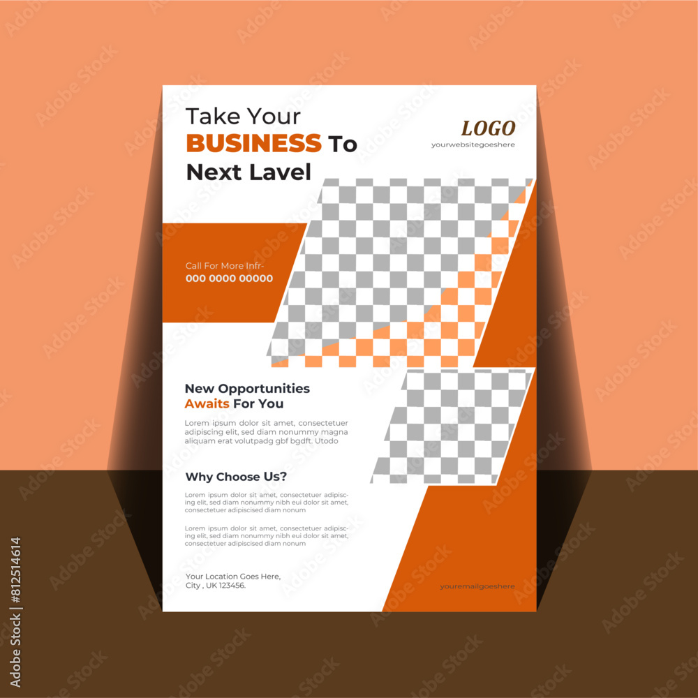 Modern flyer design in A4 size with white & orange color creative ai ...