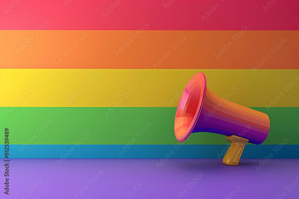 Amplifying Equality and Advocacy: Vibrant Rainbow Pride Megaphone Icon ...