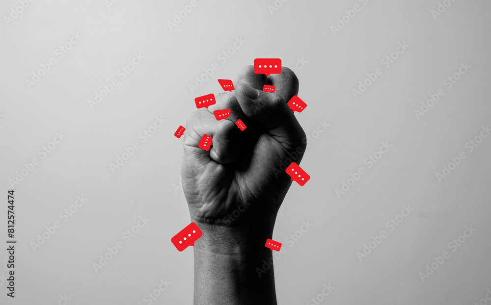 Hand catching box message icon for taking customer complaints and ...