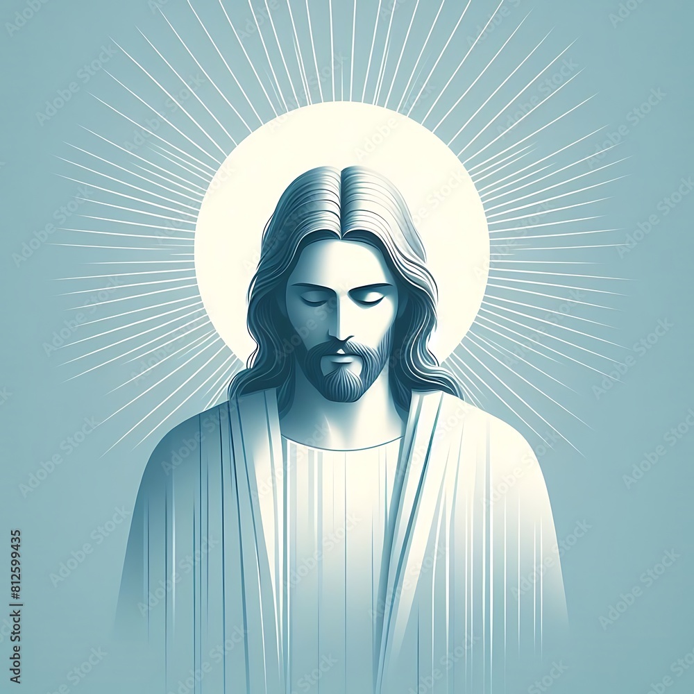 A drawing of a jesus christ with long hair and a light behind him image ...